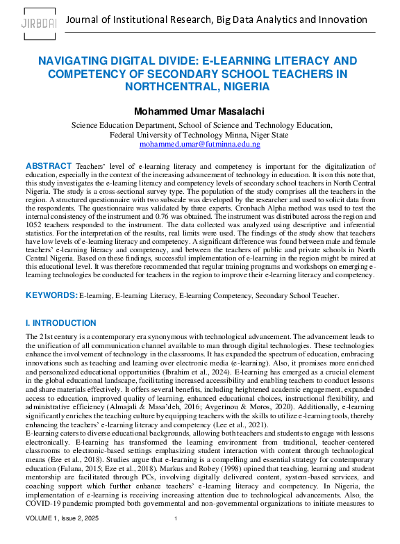 (PDF) NAVIGATING DIGITAL DIVIDE: E-LEARNING LITERACY AND COMPETENCY OF SECONDARY SCHOOL TEACHERS ...