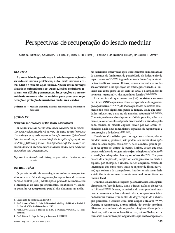 (PDF) Perspectivas de recuperação do lesado medular
