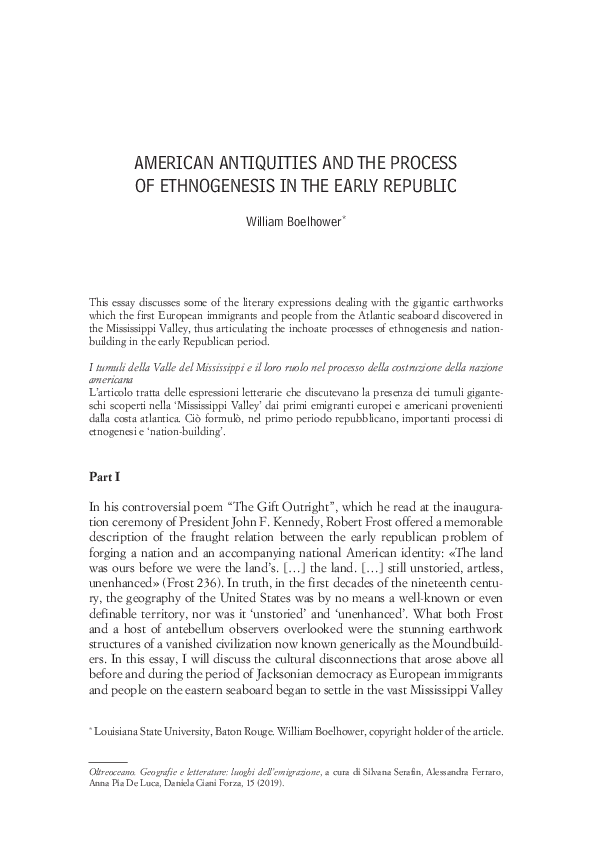 (PDF) American Antiquities and the Process of Ethnogenesis in the Early ...