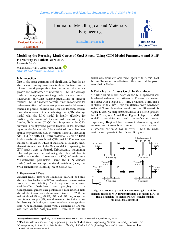 (PDF) Modeling the Forming Limit Curve of Steel Sheets Using GTN Model ...