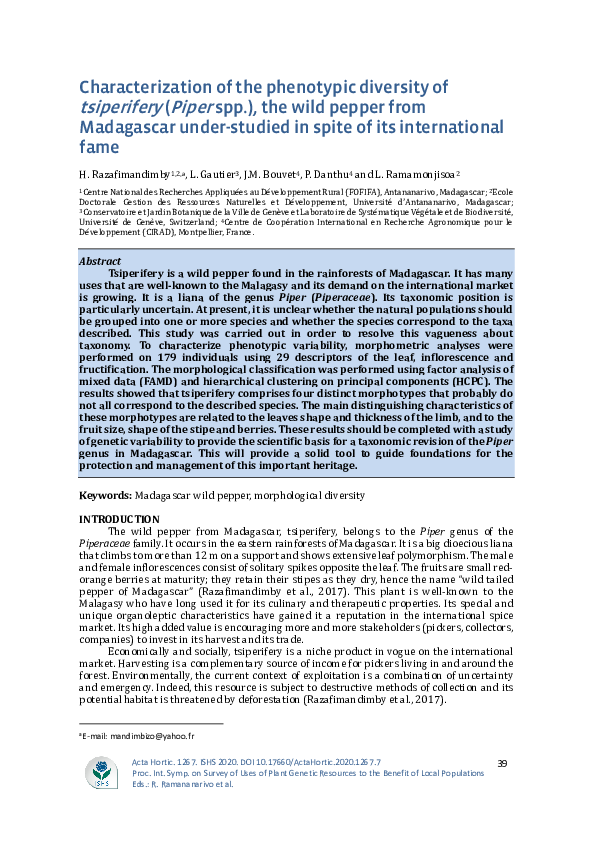 (PDF) Characterization of the phenotypic diversity of tsiperifery ...