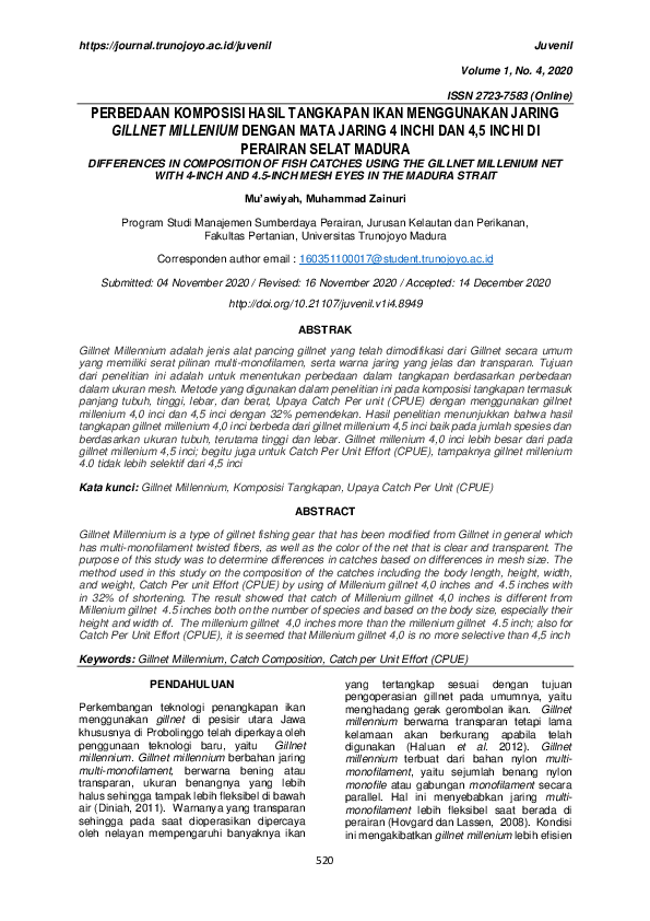 (PDF) Perbedaan Komposisi Hasil Tangkapan Ikan Menggunakan Jaring ...