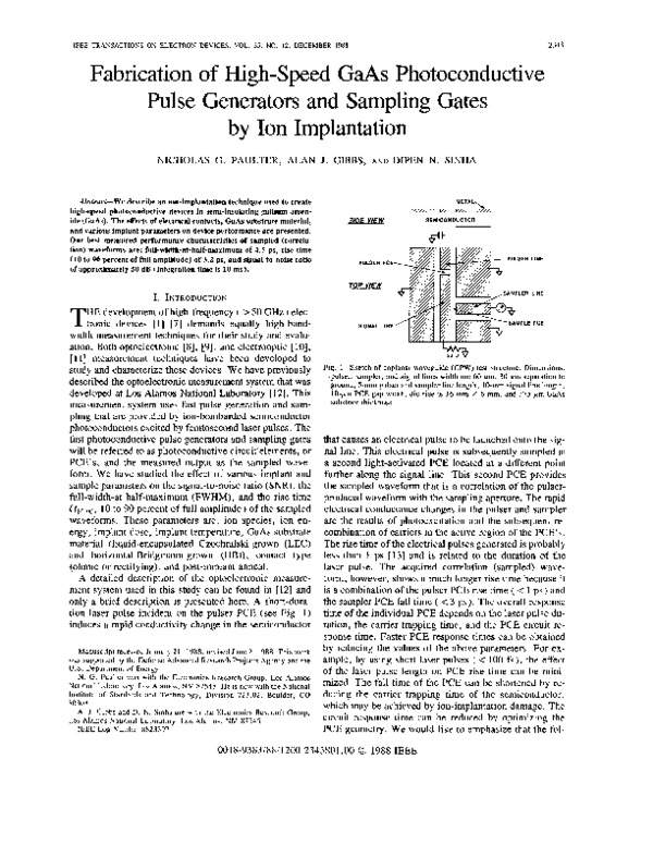 (PDF) Fabrication of high-speed GaAs photoconductive pulse generators ...
