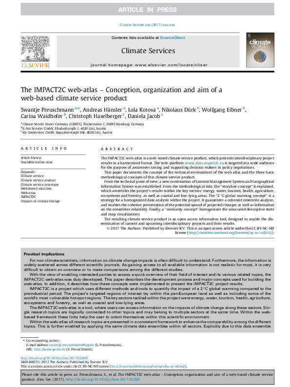 (PDF) The IMPACT2C web-atlas – Conception, organization and aim of a ...