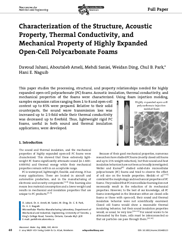 (PDF) Characterization of the Structure, Acoustic Property, Thermal Conductivity, and Mechanical ...