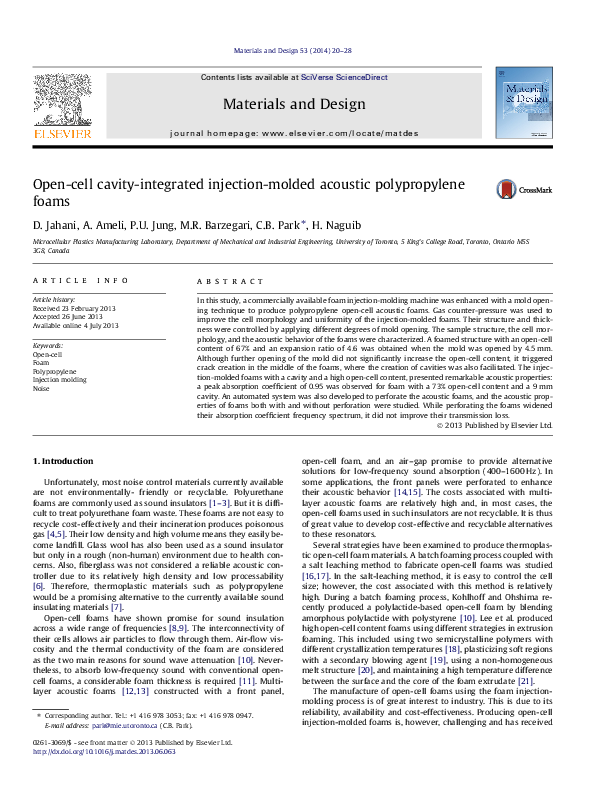 (PDF) Open-cell cavity-integrated injection-molded acoustic ...