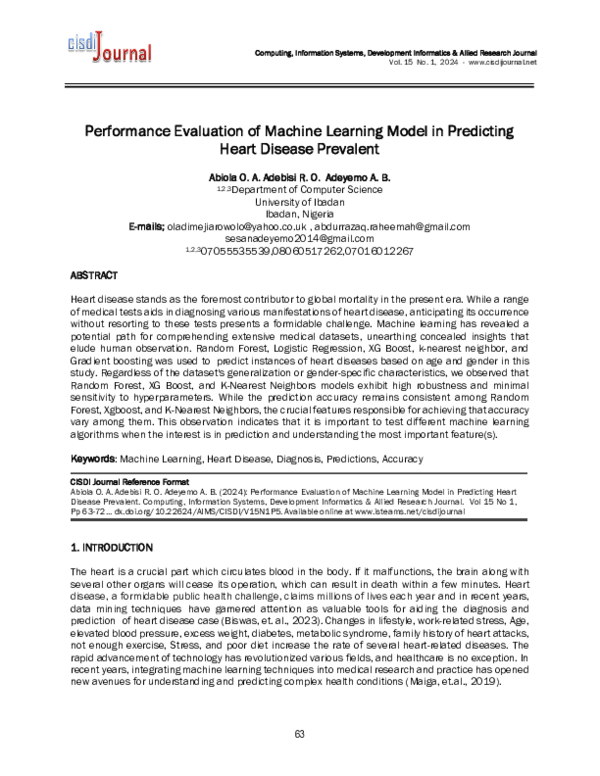 (PDF) Performance Evaluation of Machine Learning Model in Predicting ...