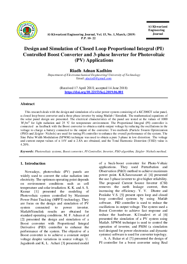 (PDF) Design and Simulation of Closed Loop Proportional Integral (PI) Controlled Boost Converter ...