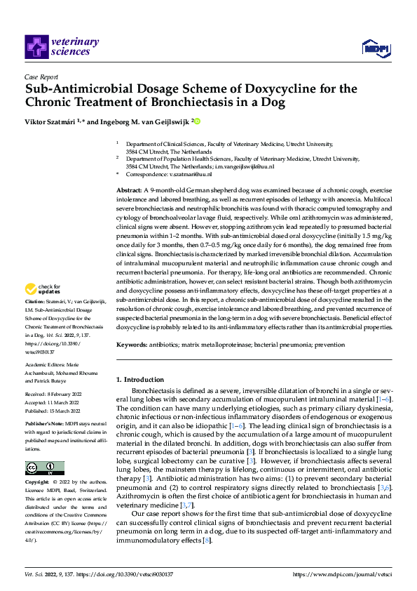 (PDF) Sub-Antimicrobial Dosage Scheme of Doxycycline for the Chronic ...