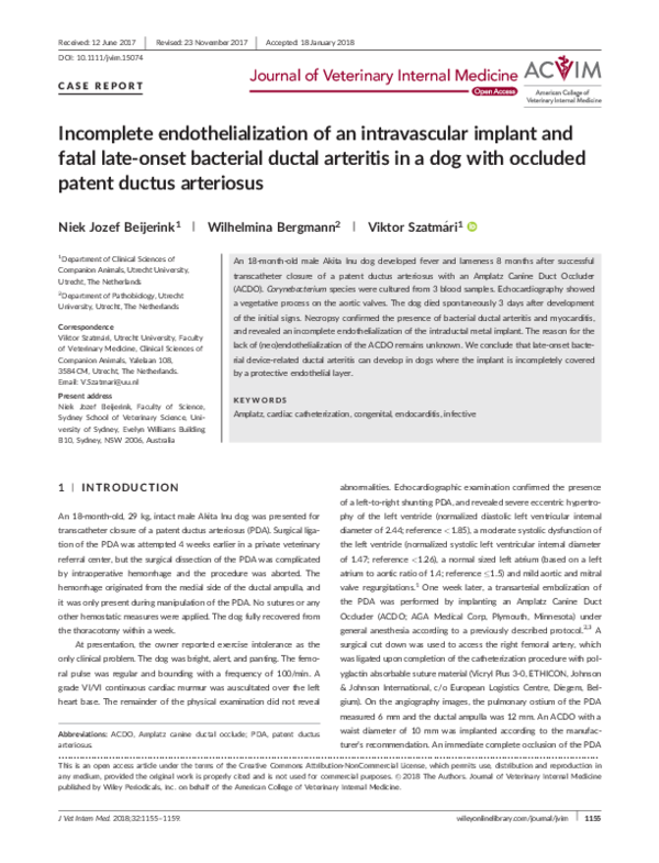 (PDF) Incomplete endothelialization of an intravascular implant and fatal late-onset bacterial ...