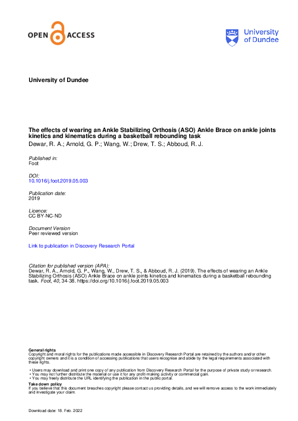 (PDF) The effects of wearing an Ankle Stabilizing Orthosis (ASO) Ankle ...