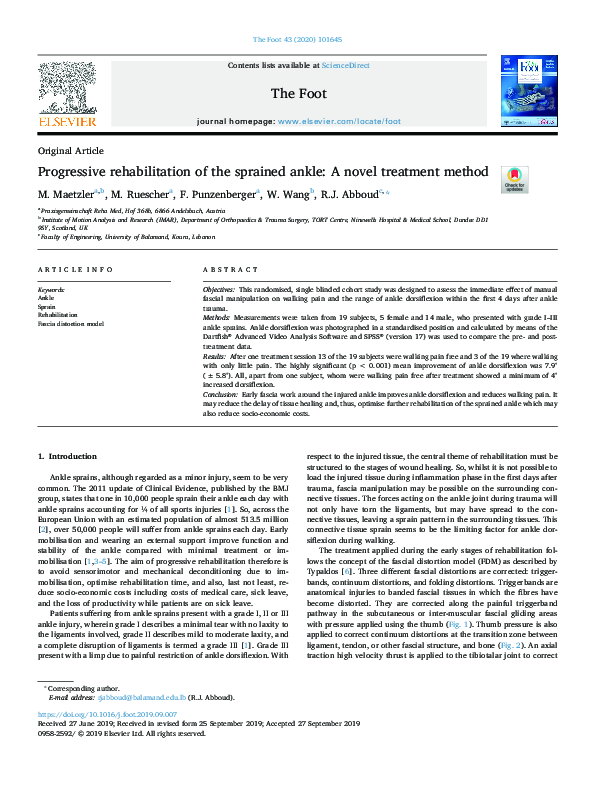 (PDF) Progressive rehabilitation of the sprained ankle: A novel ...