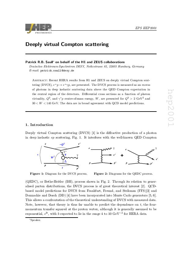 (PDF) Deeply virtual compton scattering