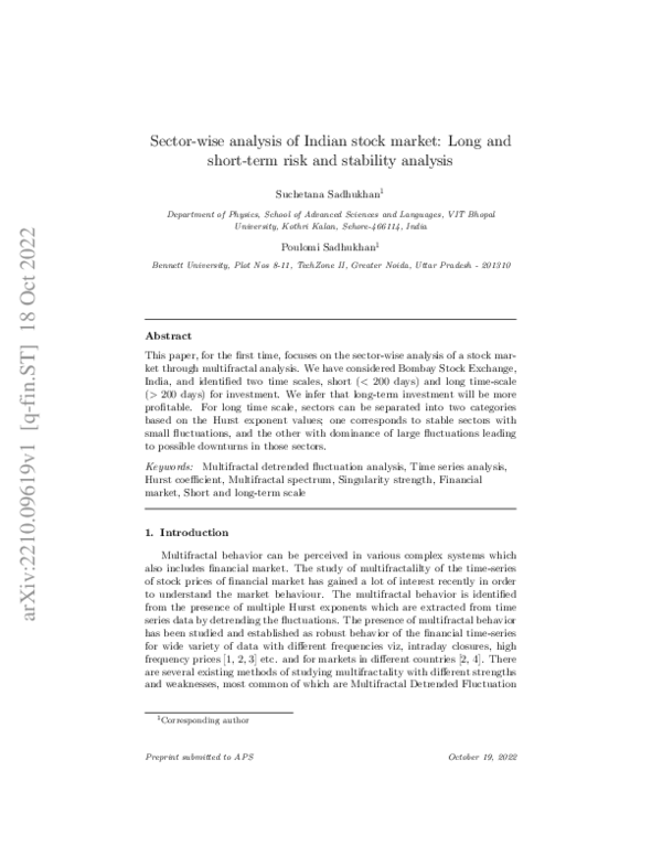(PDF) Sector-wise analysis of Indian stock market: Long and short-term ...