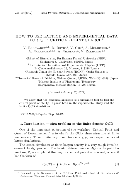 (PDF) How to Use Lattice and Experimental Data for QCD Critical Point Search