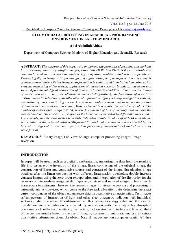(PDF) STUDY OF DATA PROCESSING IN GRAPHICAL PROGRAMMING ENVIRONMENT IN ...