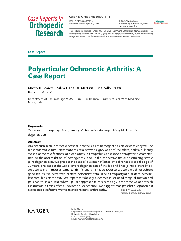 (PDF) Polyarticular Ochronotic Arthritis: A Case Report