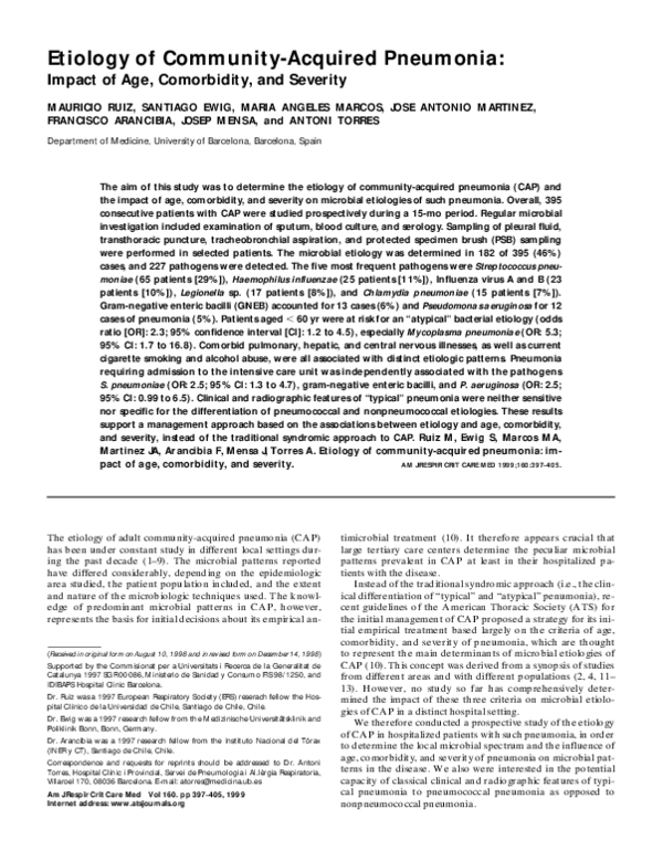 (PDF) Etiology of Community-Acquired Pneumonia
