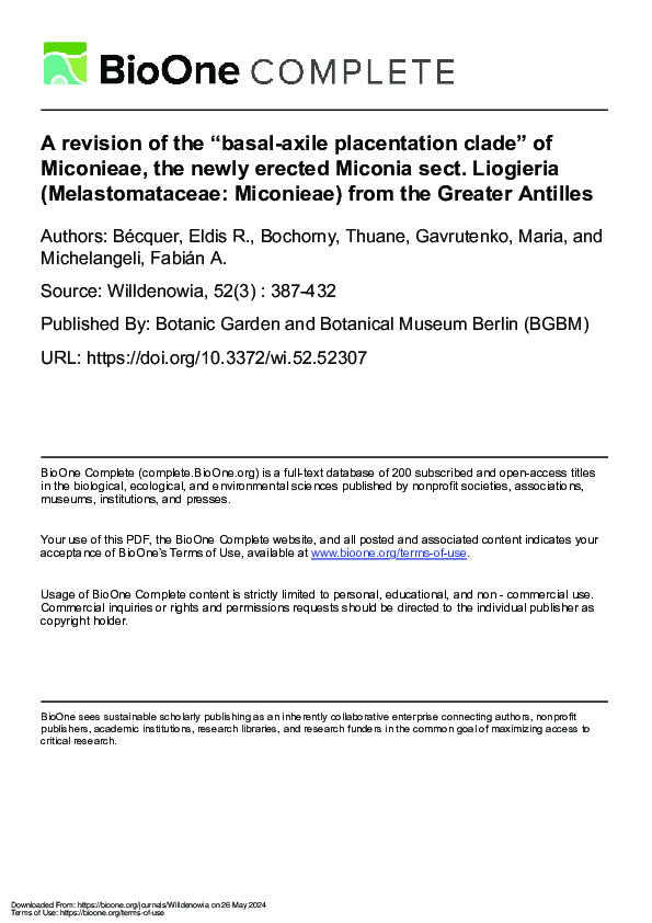 (PDF) A revision of the “basal-axile placentation clade” of Miconieae ...
