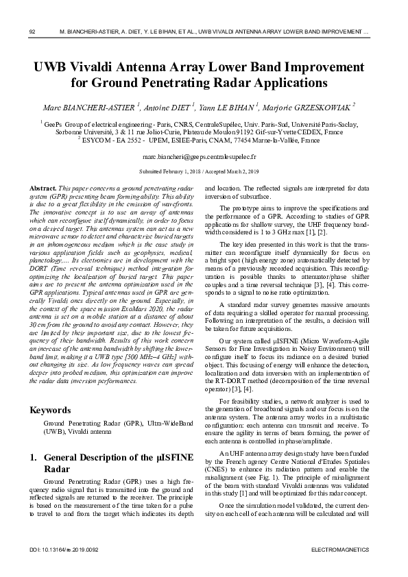 (PDF) UWB Vivaldi Antenna Array Lower Band Improvement for Ground ...