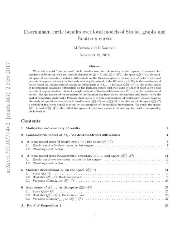 (PDF) Discriminant Circle Bundles over Local Models of Strebel Graphs and Boutroux Curves