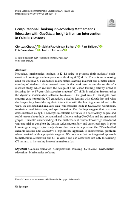 (PDF) Computational Thinking in Secondary Mathematics Education with GeoGebra: Insights from an ...