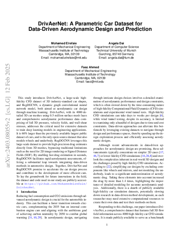(PDF) DrivAerNet: A Parametric Car Dataset for Data-Driven Aerodynamic Design and Graph-Based ...