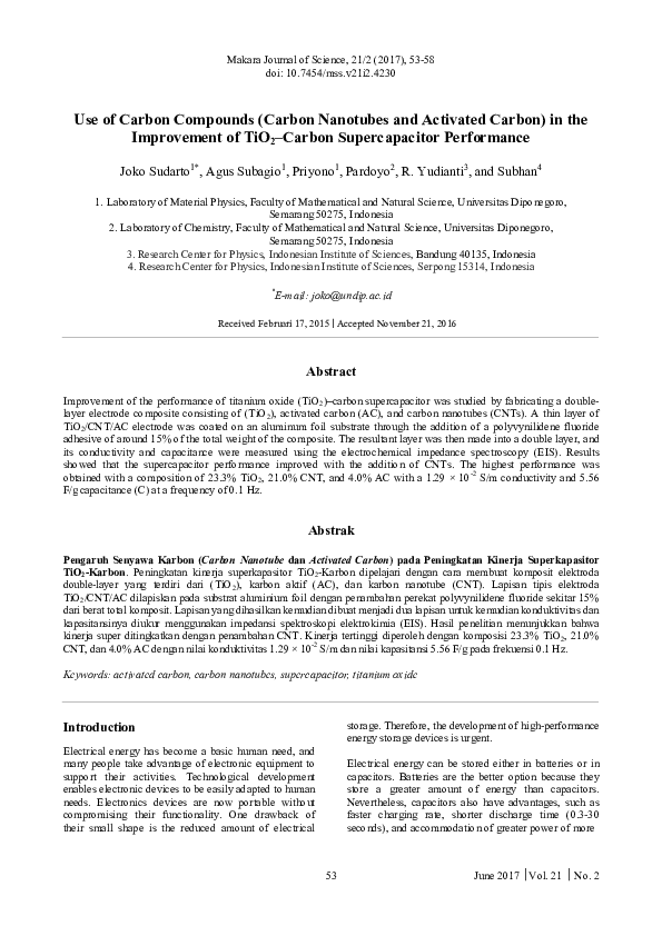 (PDF) The use of Carbon Compounds (Carbon Nanotubes and Activated Carbon) in the Improvement of ...