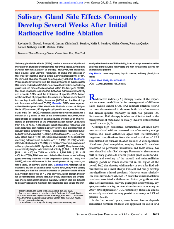 (PDF) Salivary Gland Side Effects Commonly Develop Several Weeks After ...