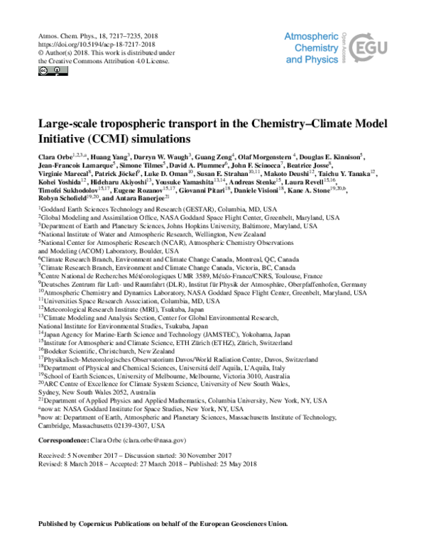 (PDF) Large-scale tropospheric transport in the Chemistry–Climate Model ...