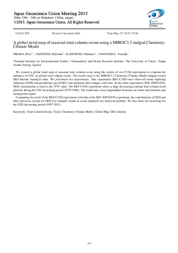 (PDF) A global trend map of seasonal total column ozone using a MIROC3 ...