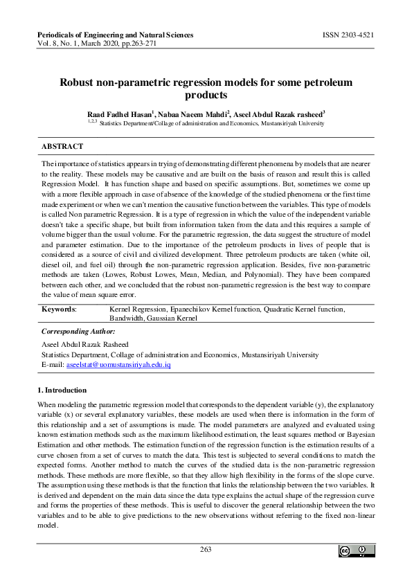 (PDF) Robust non-parametric regression models for some petroleum products