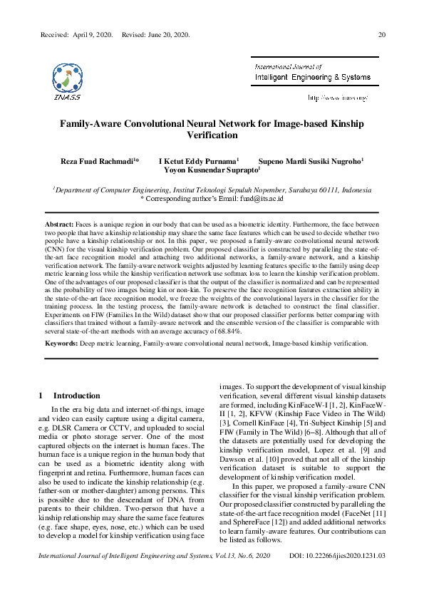 (PDF) Family-Aware Convolutional Neural Network for Image-based Kinship Verification