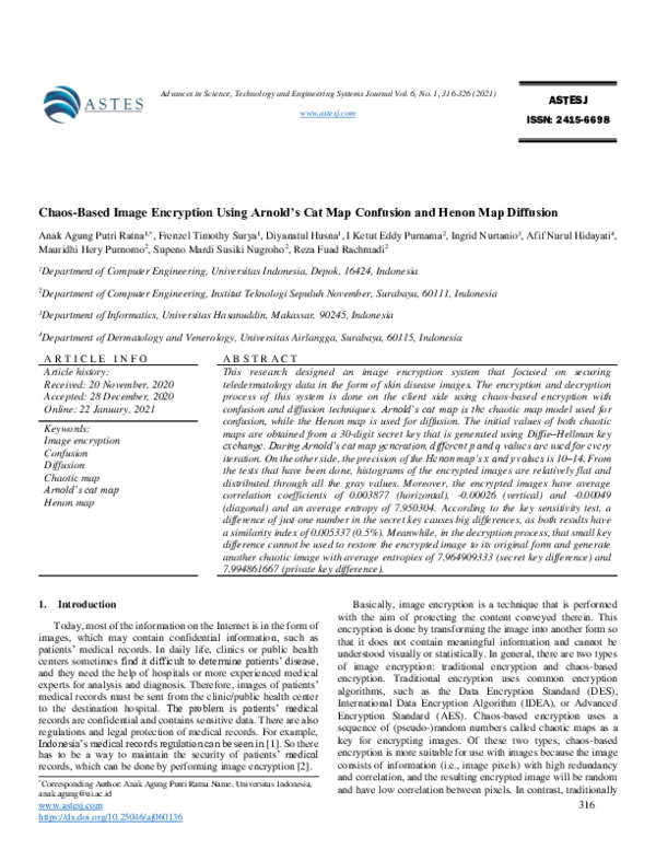Chaos-Based Image Encryption Using Arnold’s Cat Map Confusion and Henon ...
