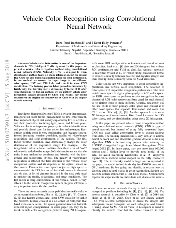 (PDF) Vehicle Color Recognition using Convolutional Neural Network
