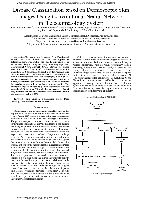 (PDF) Disease Classification based on Dermoscopic Skin Images Using Convolutional Neural Network ...