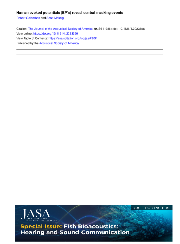 (PDF) Human evoked potentials (EP's) reveal central masking events