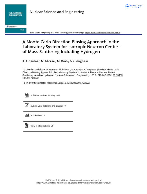 (PDF) A Monte Carlo Direction Biasing Approach in the Laboratory System for Isotropic Neutron ...