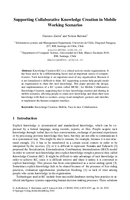(PDF) Collaborative Knowledge Creation in Mobile Working Scenarios
