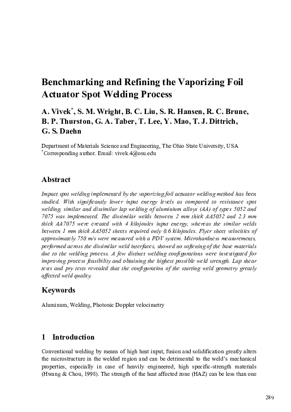 (PDF) Benchmarking and Refining the Vaporizing Foil Actuator Spot ...
