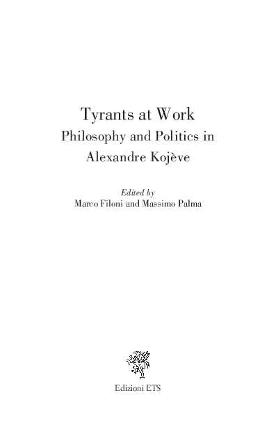 (PDF) Kojève's concept of recognition. From ontology to politics, and back