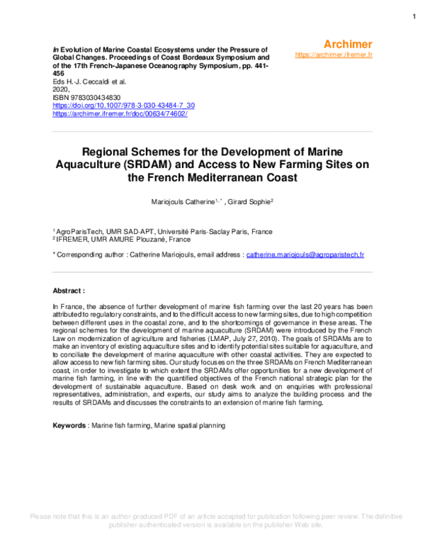 (PDF) Regional Schemes for the Development of Marine Aquaculture (SRDAM ...