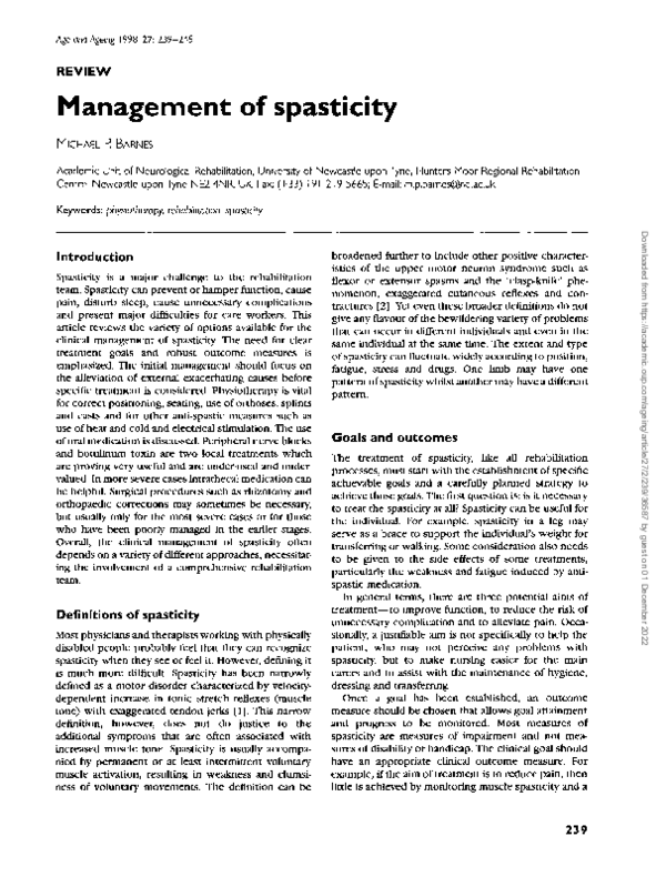 (PDF) Management of spasticity