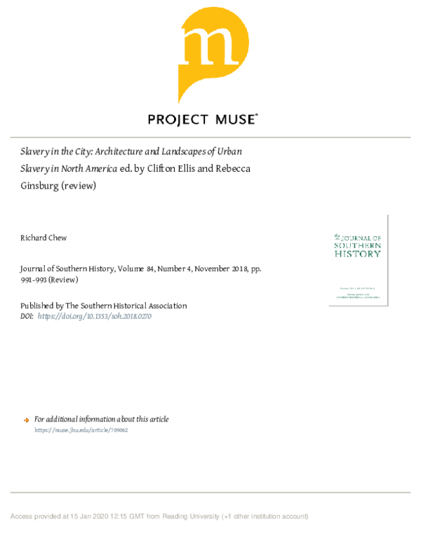 (PDF) Slavery in the City: Architecture and Landscapes of Urban Slavery ...