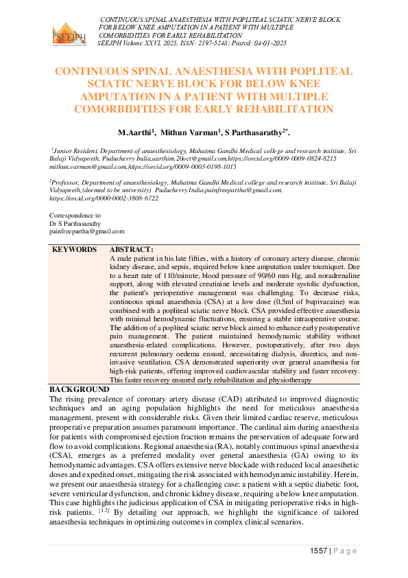 (PDF) CONTINUOUS SPINAL ANAESTHESIA WITH POPLITEAL SCIATIC NERVE BLOCK ...