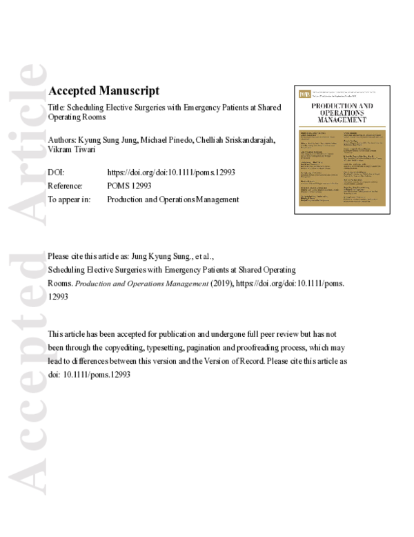 (PDF) Scheduling Elective Surgeries with Emergency Patients at Shared ...