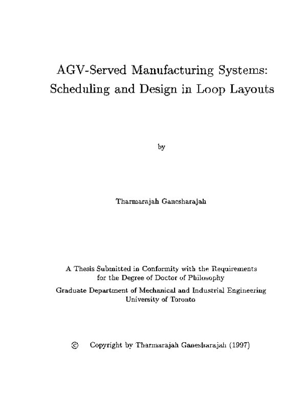 (PDF) AGV-served Manufacturing Systems, Scheduling and Design in Loop Layouts