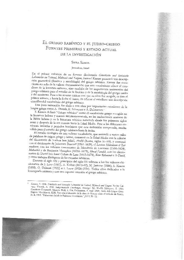 (PDF) El Griego Rabínico y el Judeo-Griego: Fuentes Primeras y Estado ...