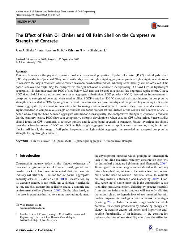 (PDF) The Effect of Palm Oil Clinker and Oil Palm Shell on the ...