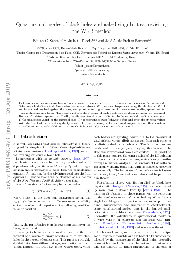 (PDF) Quasi-normal modes of black holes and naked singularities: revisiting the WKB method